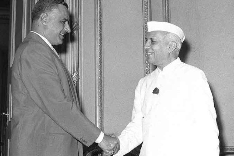 Nasser during his first meeting with the Indian leader Nehru. - Nasser ...